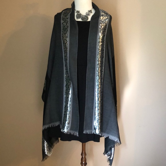 Accessories | New Gorgeous Blackgray And Silver Pashmina | Poshmark
